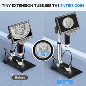 TOMLOV Digital Microscope Extension Tube ET02,See Entire Coin,6 inch Extender Pole for TOMLOV DM201 DM202 DM10 DM9 DM4 DM401 DM402 Elikliv LCD Microscope,Aluminium Center Column Extension Rod Bar