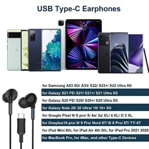 COOYA USB C Headphone Type C Wired Earbuds for Samsung Galaxy S23 S22 Ultra S21 A53 S20 FE Note 20 Flip5 4 DAC HiFi Stereo Headset in-Ear Earphone with Mic for iPad Air 5th Pixel 7 Pro 6a OnePlus 10 9