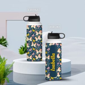 winorax Personalized Butterfly Water Bottle For Kids Boys Toddler Teen Stainless Steel Insulated Sports Bottles 12oz 18oz 32oz Birthday Christmas Back To School Gifts Custom Travel Cup