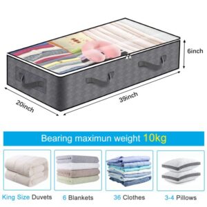 4 Pack Under Bed Storage Containers, 90L Large Capacity Foldable Underbed Storage Bags Organizer, Clothes Storage Bins with Clear Window and Reinforced Handles for Blanket, Comforter, Bedding, Toys