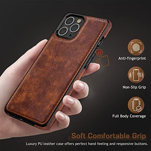 LOHASIC for iPhone 14 Pro Leather Case Compatible with Magsafe, Slim Luxury PU Non-Slip Grip Rugged Bumper Shockproof Full Body Protective Cover Phone Cases for iPhone 14 Pro 5G 6.1" (2022) - Brown