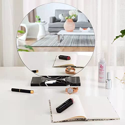 QEEYON 12'' Round Self Adhesive Circle Glass Mirror HD Large Makeup Mirror Frameless Decoration Wall Mirror for Bathroom, Bedroom, Living Room, Door etc