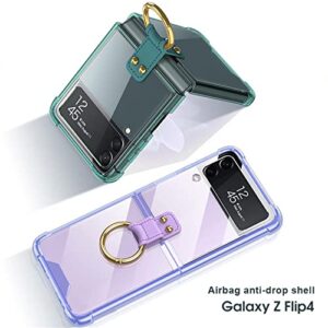 HAII Case for Samsung Galaxy Z Flip 4, Slim Galaxy Z Flip 4 Protective Case with Ring Holder, Fashion Crystal Shockproof Protection Phone Case Cover for Samsung Z Flip 4 5G 2022 (Clear Gray)