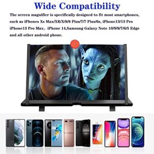 16" Screen Magnifier for Cell Phone -3D Magnifying Projector Screen Enlarger Expander for Movies, Videos, and Gaming – Foldable Phone Stand with Screen Amplifier – Compatible with All Smartphones