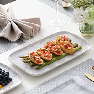 MALACASA Serving Platter, 12in Porcelain Serving Dishes, Rectangular Serving Tray for Entertaining Parties, Platters for Serving Food, Sushi, Appetizer, Dessert, 11.9x7.1, Set of 4, Series PLAT-GREY