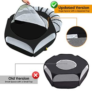 Small Animal Playpen Guinea Pig Cage Rabbit Pet with Tunnel Breathable&Transparent Pop Open Indoor Outdoor Exercise Portable Yard Fence with Top Cover for Cats,Bunny,Hamster,Hedgehog Pet,Chinchillas