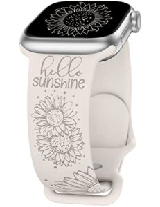 sunflower engraved band compatible with apple watch bands 38mm 40mm 41mm women girls, toyouths floral lace cute fancy fashion stretchy sport silicone flower straps for iwatch series 8/7/6/5/4/3/2/1/se