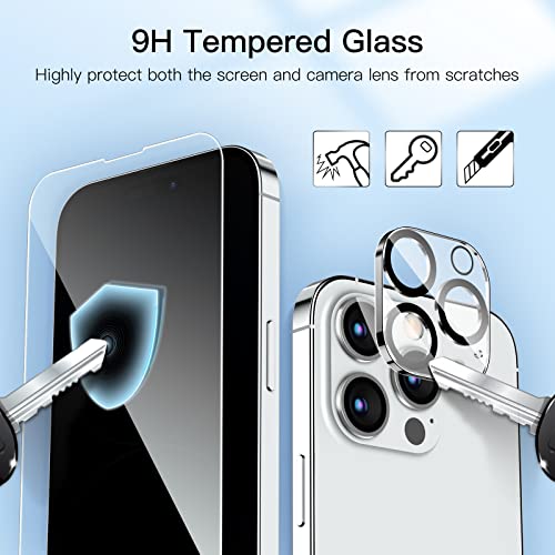 JETech Full Coverage Screen Protector for iPhone 14 Pro Max 6.7-Inch (NOT FOR iPhone 14 Pro 6.1-Inch), with Camera Lens Protector, Tempered Glass Film, HD Clear, 2-Pack Each