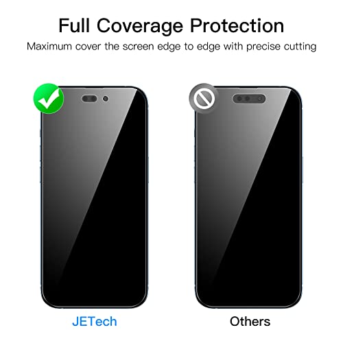 JETech Privacy Full Coverage Screen Protector for iPhone 14 Pro Max 6.7-Inch (NOT FOR iPhone 14 Pro 6.1-Inch), Anti-Spy Tempered Glass Film, Edge to Edge Protection Case-Friendly, 2-Pack