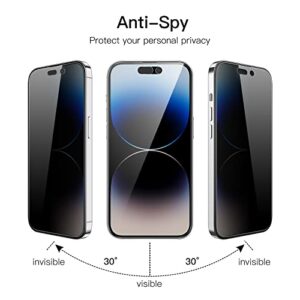 JETech Privacy Full Coverage Screen Protector for iPhone 14 Pro Max 6.7-Inch (NOT FOR iPhone 14 Pro 6.1-Inch), Anti-Spy Tempered Glass Film, Edge to Edge Protection Case-Friendly, 2-Pack