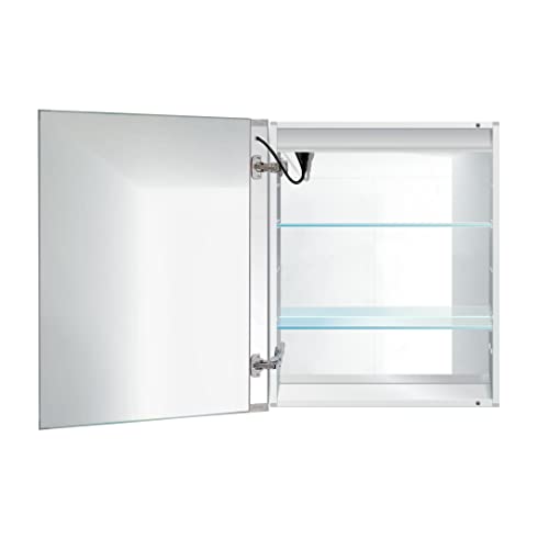 Glamms LED Medicine Cabinet 24 Inch X 30 Inch | Recessed or Surface Mount Mirror Cabinet w/Dimmer & Defogger