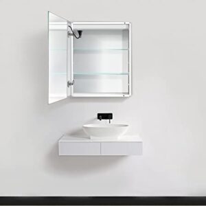 Glamms LED Medicine Cabinet 24 Inch X 30 Inch | Recessed or Surface Mount Mirror Cabinet w/Dimmer & Defogger