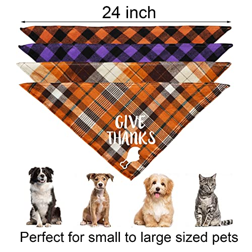 JOTFA 4 Pack Halloween Thanksgiving Day Dog Bandanas, Holiday Fall Plaid Dog Puppy Bandana Scarf Costume for Small Medium Large Dogs Pets