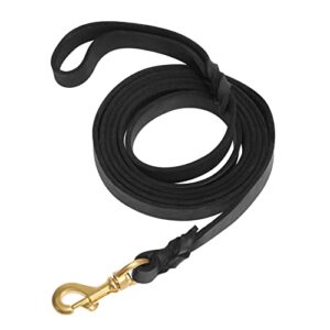 guiding star black leather dog leash 6ft, soft durable genuine handmade braided leather dog lead, heavy duty strong dog training walking dog leash leather for large & medium dogs