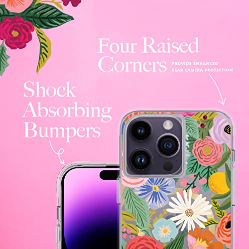 Rifle Paper Co. iPhone 14 Pro Max Case [Compatible with MagSafe] [10ft Drop Protection] Cute iPhone Case 6.7" with Floral Pattern, Anti-Scratch Tech, Shockproof Material, Slim Fit - Garden Party Blush