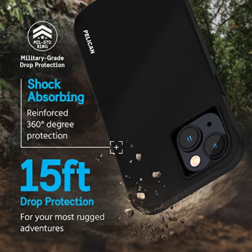 Pelican Ranger Series - iPhone 14 Case / iPhone 13 Case 6.1" [Wireless Charging Compatible] Protective Phone Case [15FT MIL-Grade Drop Protection] Slim Rugged Cover for iPhone 14 / 13 - Black