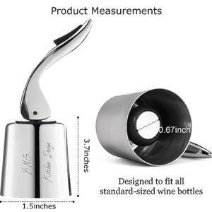 Wine Stoppers for Wine Bottles with Stainless Steel Vacuum Wine Bottle Stopper with Silicone Reusable Wine Corks, Leak proof Keep Fresh Suitable for Red&White Bottle (2 PACK)