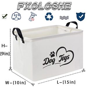 FXOCSHE Rectangular Dog Basket Collapsible Toy storage box Waterproof coating toy box cute dog toy bin Kids Gift Basket Home Decor（Lucky love dog）