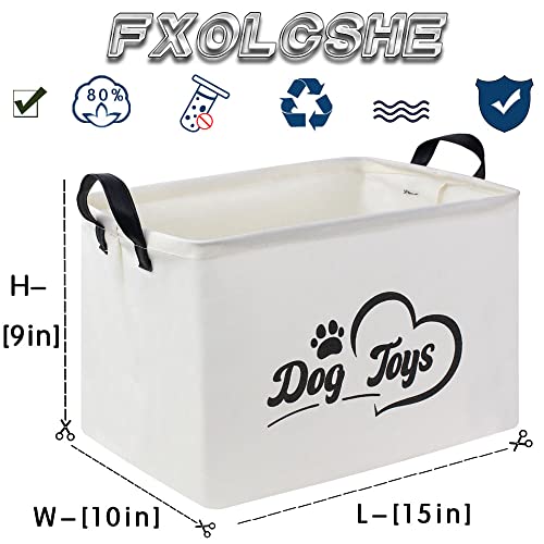 FXOCSHE Rectangular Dog Basket Collapsible Toy storage box Waterproof coating toy box cute dog toy bin Kids Gift Basket Home Decor（Lucky love dog）