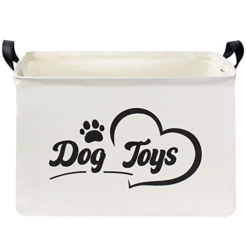 FXOCSHE Rectangular Dog Basket Collapsible Toy storage box Waterproof coating toy box cute dog toy bin Kids Gift Basket Home Decor（Lucky love dog）