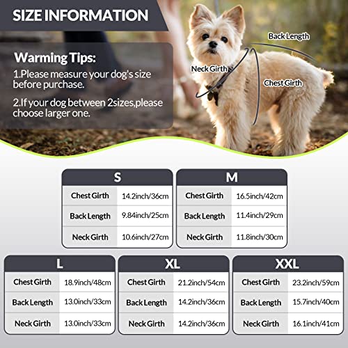 SAWMONG Fleece Dog Vest, Zipper Up Dog Coat Turtleneck Sweater with Harness for Small Medium Dogs, Warm Dog Surgery Recovery Suit, E-Collar Alternative for Male Female Dog,Grey L