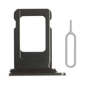 perzework sim card tray holder slot replacement for iphone 11 (black) with waterproof rubber ring and eject pin (single sim version)