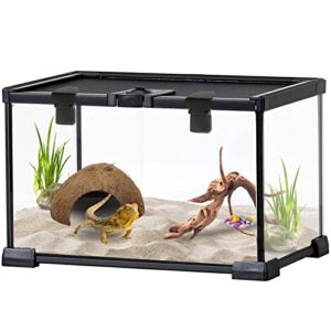 kathson 12x8x6 in mini reptile glassterrarium tank, 3 gallon full glass reptile tank full view visually appealing reptile amphibians terrarium glass box reptile glass habitat cage for bearded dragons