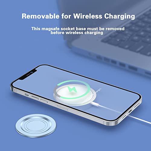 AUROX Compatible with MagSafe Base for iPhone 14/13/12 Magnetic Base Plate【Base Only】 Intended for Pop Socket Grip and Phone Ring Holder【Removable Wireless Charging】(PC-Black)