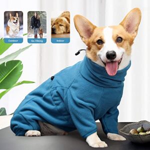 Dog Onesies for Medium Dogs Winter, Full Body Suit for Shedding Dogs Polar Fleece Pet Dog Clothes (Turquoise, XXXL)