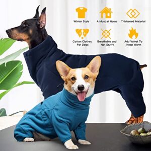 Dog Onesies for Medium Dogs Winter, Full Body Suit for Shedding Dogs Polar Fleece Pet Dog Clothes (Turquoise, XXXL)