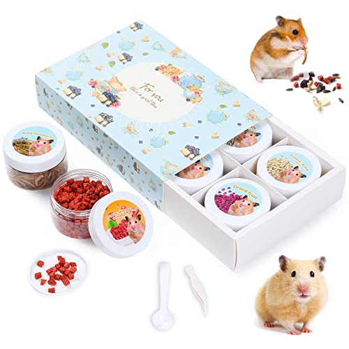 HGPOKLVT Hamster Chew Toys&Treats Includes Dried Fruits, Dried Vegetables Protein Sources, Perfect for Providing Energy&Various Nutrients for Your Pet's Growth Activities