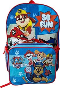 fast forward paw patrol so fun 15 inch kids backpack with removable lunch box set (blue-red)