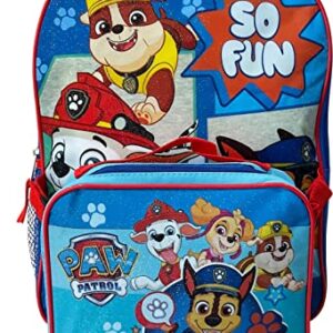 Fast Forward Paw Patrol So Fun 15 Inch Kids Backpack With Removable Lunch Box Set (Blue-Red)