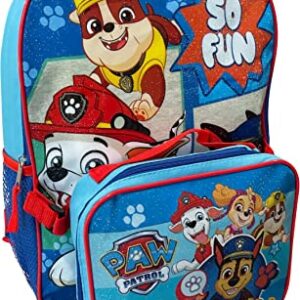 Fast Forward Paw Patrol So Fun 15 Inch Kids Backpack With Removable Lunch Box Set (Blue-Red)