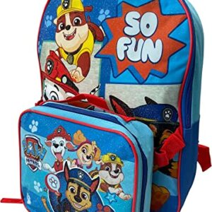 Fast Forward Paw Patrol So Fun 15 Inch Kids Backpack With Removable Lunch Box Set (Blue-Red)