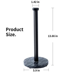 BETTWILL Paper Towel Holder with Marble Base, Kitchen Standing Paper Towel Roll Holder, Black Paper Towel Holder for Kitchen Countertop, Standard or Jumbo-Sized Roll Holder, Black Kitchen Accessories