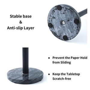 BETTWILL Paper Towel Holder with Marble Base, Kitchen Standing Paper Towel Roll Holder, Black Paper Towel Holder for Kitchen Countertop, Standard or Jumbo-Sized Roll Holder, Black Kitchen Accessories