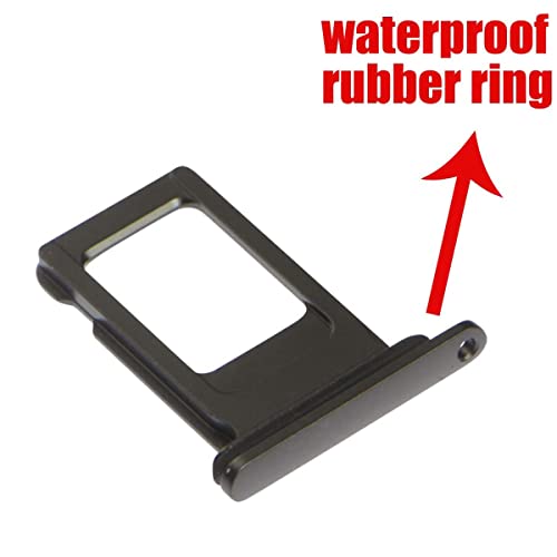 Perzework SIM Card Tray Holder Slot Replacement for iPhone XR (Black) with Waterproof Rubber Ring and Eject Pin (Single Sim Version)