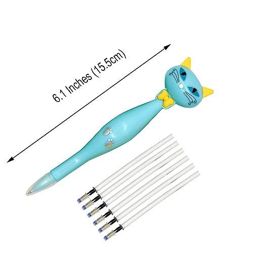 Lopenle 6PCS Cool Cat Ballpoint Pens Pretty Cartoon Cat Pens Novelty Animal Pens With 6 Pieces Refills Black Ink For Kids School Office Birthday Party…