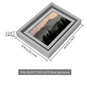 SUMGAR 8x10 𝙋𝙞𝙘𝙩𝙪𝙧𝙚 𝙁𝙧𝙖𝙢𝙚 Gray 𝙍𝙤𝙩𝙖𝙩𝙞𝙣𝙜 Floating Frames Set of 2, Double Sided Picture Frames Wooden Frames for Plants Pressed Flowers Floating Effect Display