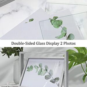 SUMGAR 8x10 𝙋𝙞𝙘𝙩𝙪𝙧𝙚 𝙁𝙧𝙖𝙢𝙚 Gray 𝙍𝙤𝙩𝙖𝙩𝙞𝙣𝙜 Floating Frames Set of 2, Double Sided Picture Frames Wooden Frames for Plants Pressed Flowers Floating Effect Display