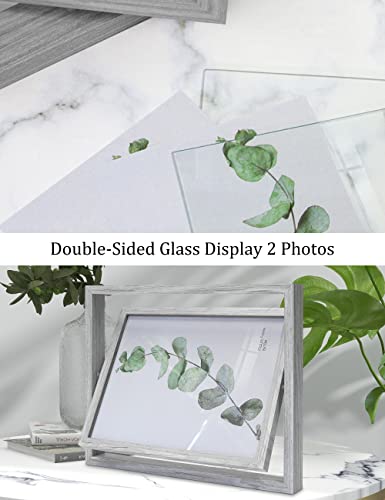 SUMGAR 8x10 𝙋𝙞𝙘𝙩𝙪𝙧𝙚 𝙁𝙧𝙖𝙢𝙚 Gray 𝙍𝙤𝙩𝙖𝙩𝙞𝙣𝙜 Floating Frames Set of 2, Double Sided Picture Frames Wooden Frames for Plants Pressed Flowers Floating Effect Display