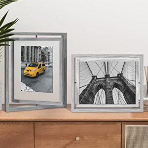 SUMGAR 8x10 𝙋𝙞𝙘𝙩𝙪𝙧𝙚 𝙁𝙧𝙖𝙢𝙚 Gray 𝙍𝙤𝙩𝙖𝙩𝙞𝙣𝙜 Floating Frames Set of 2, Double Sided Picture Frames Wooden Frames for Plants Pressed Flowers Floating Effect Display