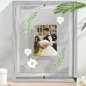 SUMGAR 8x10 𝙋𝙞𝙘𝙩𝙪𝙧𝙚 𝙁𝙧𝙖𝙢𝙚 Gray 𝙍𝙤𝙩𝙖𝙩𝙞𝙣𝙜 Floating Frames Set of 2, Double Sided Picture Frames Wooden Frames for Plants Pressed Flowers Floating Effect Display