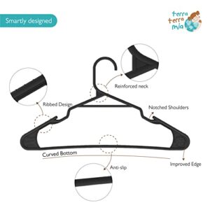 Eco-Friendly Clothing Hangers for Avg. Weight (Max 3lbs) Clothes Made from 100% Recycled Post Industrial Plastic (Black, 60)