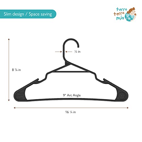 Eco-Friendly Clothing Hangers for Avg. Weight (Max 3lbs) Clothes Made from 100% Recycled Post Industrial Plastic (Black, 60)