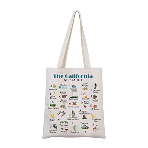 MNIGIU California Canvas Tote Bag California State Gift California Eco Tote Bag Reusable Bag Welcome Bag (Shopping Bag)