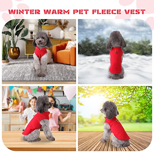 PETCARE Small Dog Sweater Cat Fleece Vest Soft Dog Jacket with Leash O-Ring Winter Warm Pet Pullover Coat Puppy Clothes for Small Dogs Cats Chihuahua Apparel Shih Tzu Costume, Red