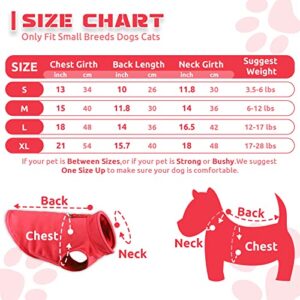 PETCARE Small Dog Sweater Cat Fleece Vest Soft Dog Jacket with Leash O-Ring Winter Warm Pet Pullover Coat Puppy Clothes for Small Dogs Cats Chihuahua Apparel Shih Tzu Costume, Red