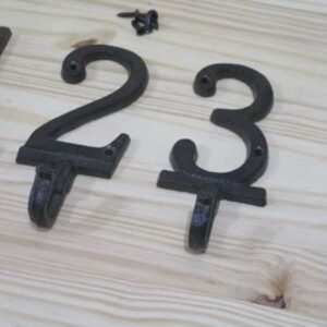 3 Cast Iron Coat Hooks 1 2 3 Numbers Numbered Rustic Hallway Entryway Old Style for Mudroom, Coat Hook, Purse Rack, Hat Hooks